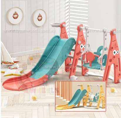 3-in-1 Children’s Slide & Swing Set with Higher Banana Slide, Story ...